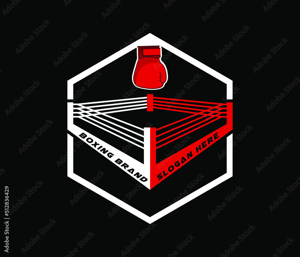 Logo for a boxing with glove and ring, Hexagon shape boxing ring vector ...