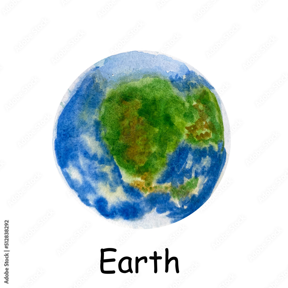 Watercolor illustration of a planet in the solar system. Watercolor ...