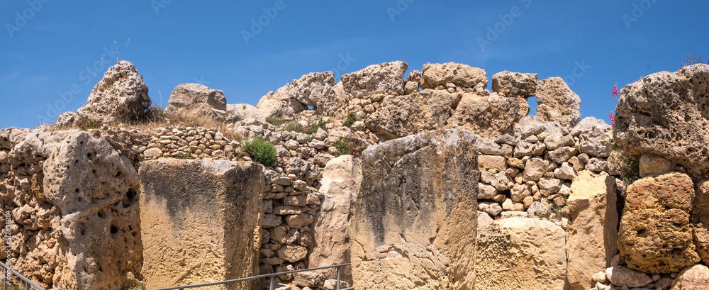 Ancient structures in the 5000 year old NeolithicTemples of Ggantija in ...