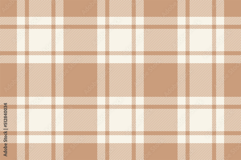Plaid background, check seamless pattern in beige. Vector fabric ...