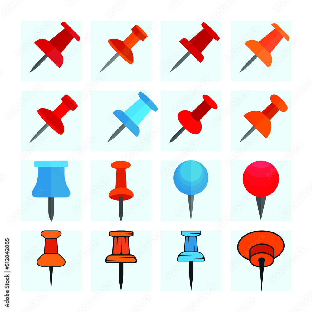 Huge Collection Of The Push Pin Illustrations And Clip Art Colorful ...