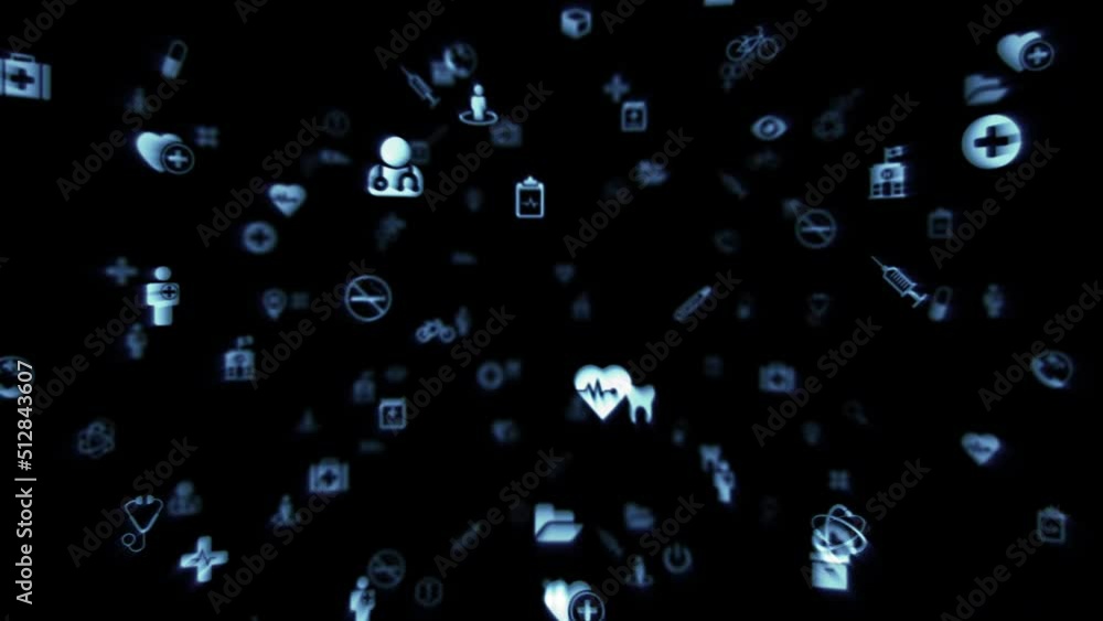 Health care and medical icons loop able background. Design for modern ...