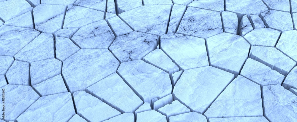 Broken into pieces marble surface background. Stone shattered into ...