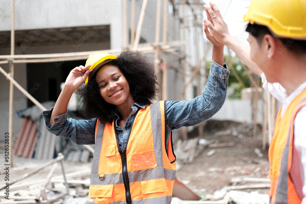 Architect caucasian man working with colleagues mixed race in the ...