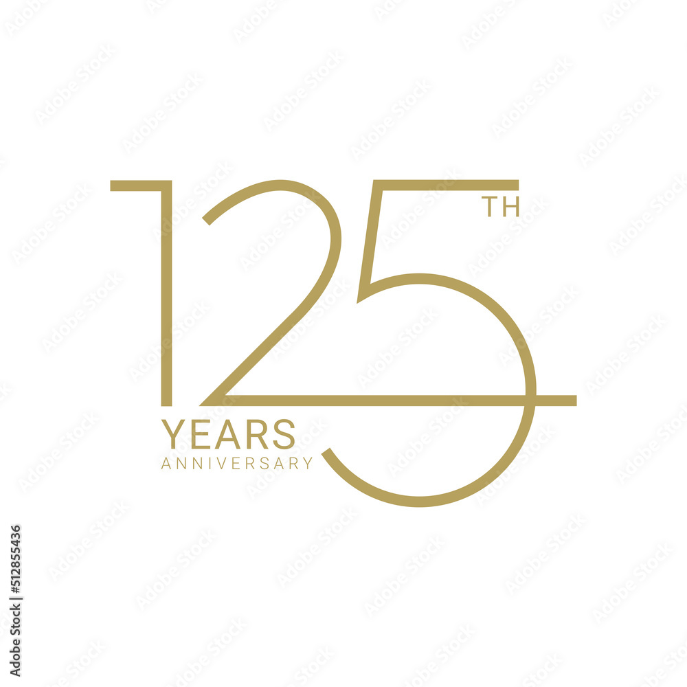 125 Year Anniversary Logo, Golden Color, Vector Template Design element ...