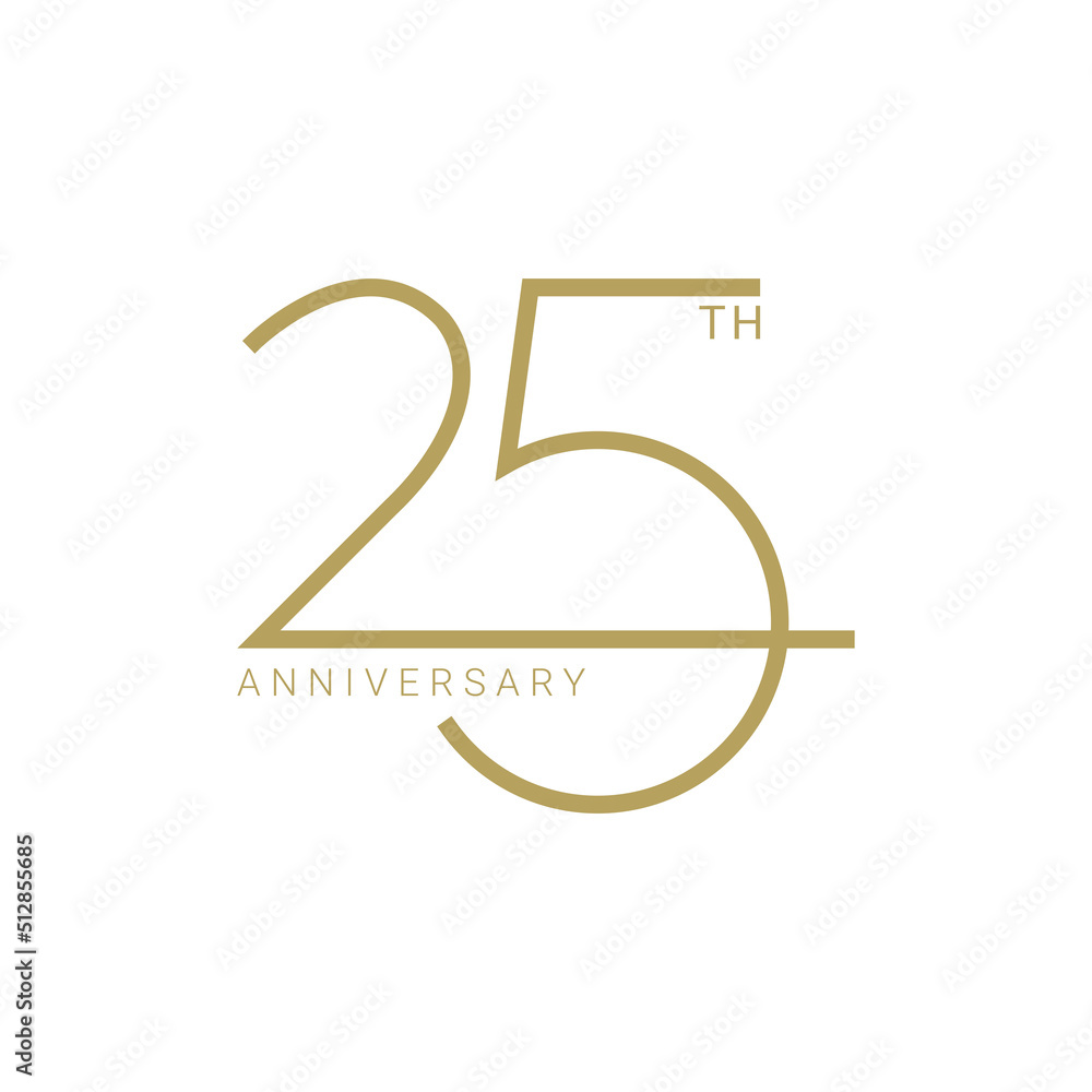 25 Year Anniversary Logo, Golden Color, Vector Template Design element ...