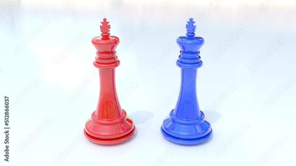 Political Concept with Red and Blue King Chess Pieces Isolated over ...