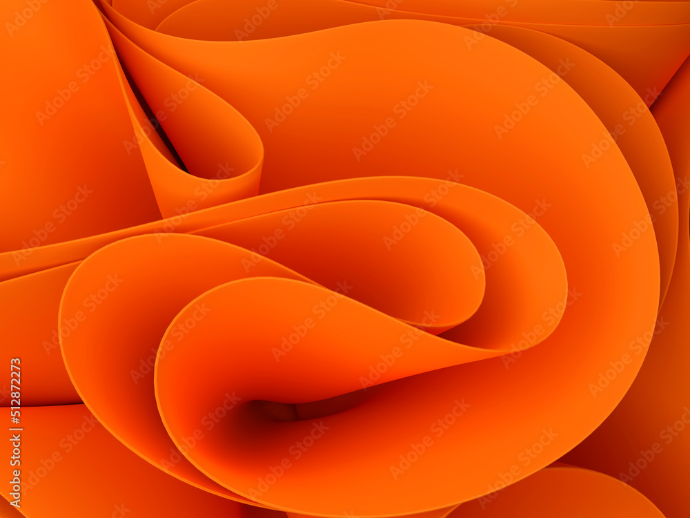 3d wallpaper orange shape windows 11 style. Wavy swirly fabric. 3d ...