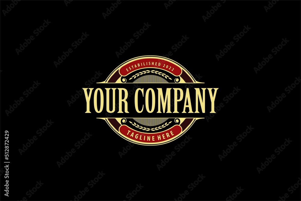 Vintage premium cereal label with lettering wheat natural logo design ...