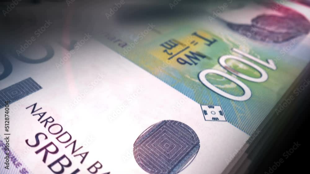 Serbian dinar money counting. RSD banknotes with Nikola Tesla portrait ...