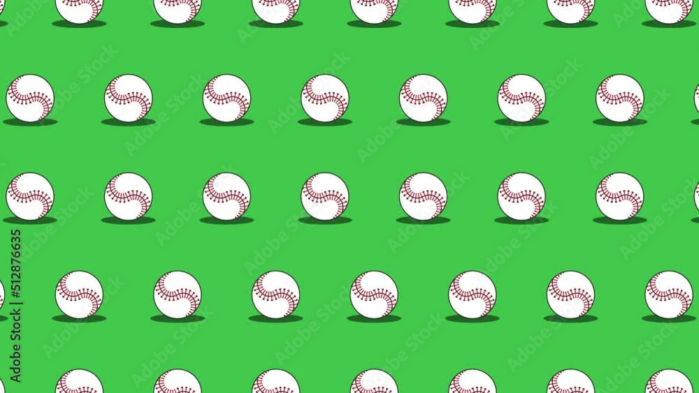 Seamless loop pattern with Baseball balls on a green background. Sport ...