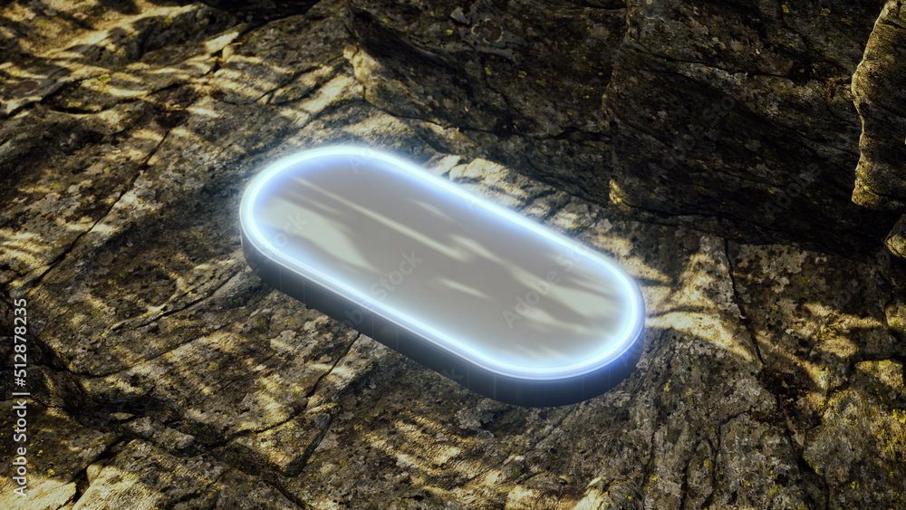 Futuristic pedestal or platform for display.3d rendering. Abstract ...