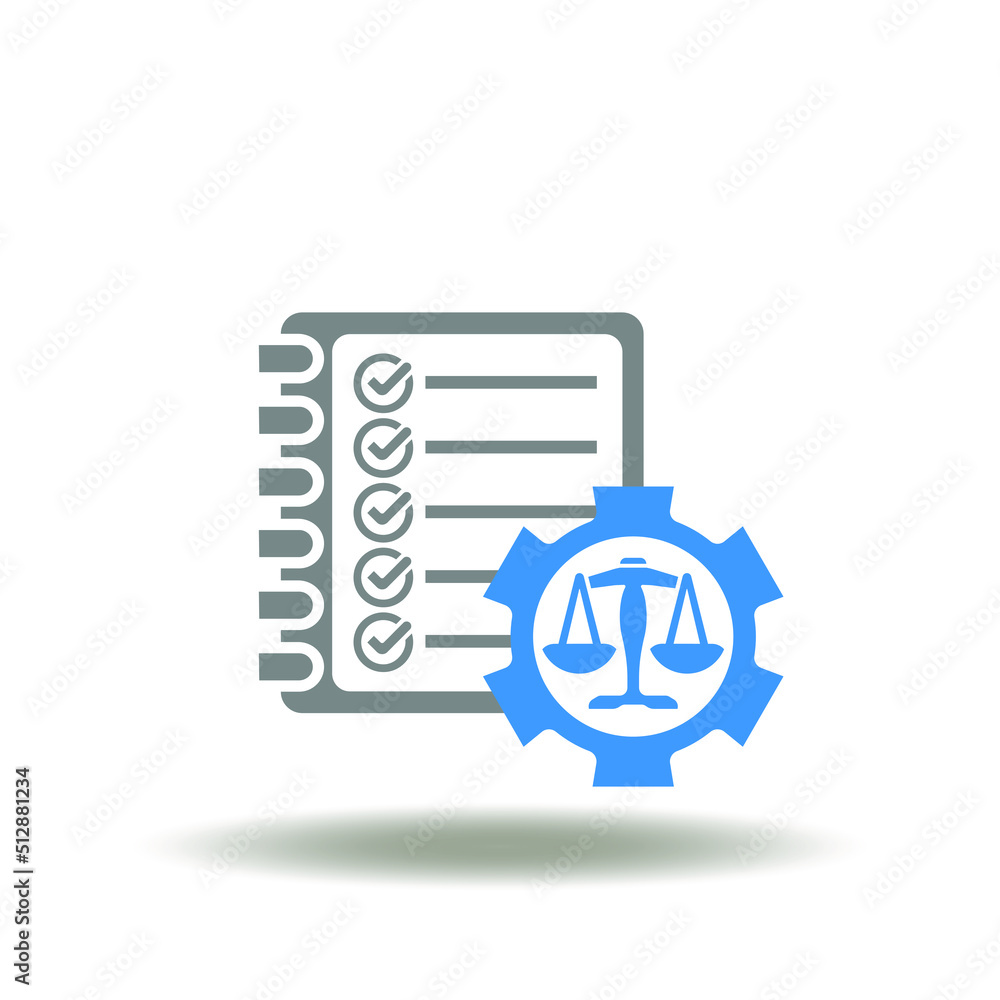 Vector illustration of checklist catalog with gear and scales. Symbol ...