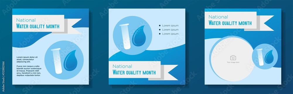 National water quality month social media post, banner set, healthy ...