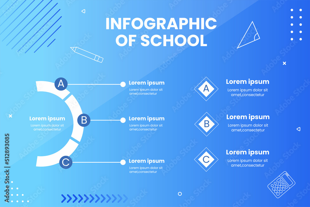 Back To School Social Media Infographic Template Flat Cartoon ...