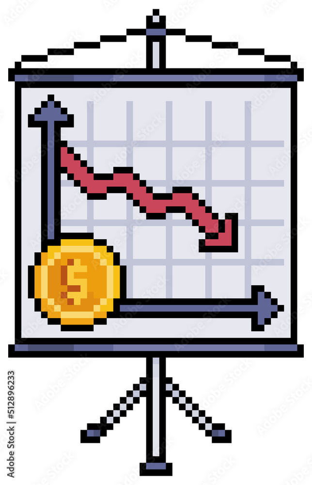 Pixel art board with investment chart. Banner earnings analysis vector ...