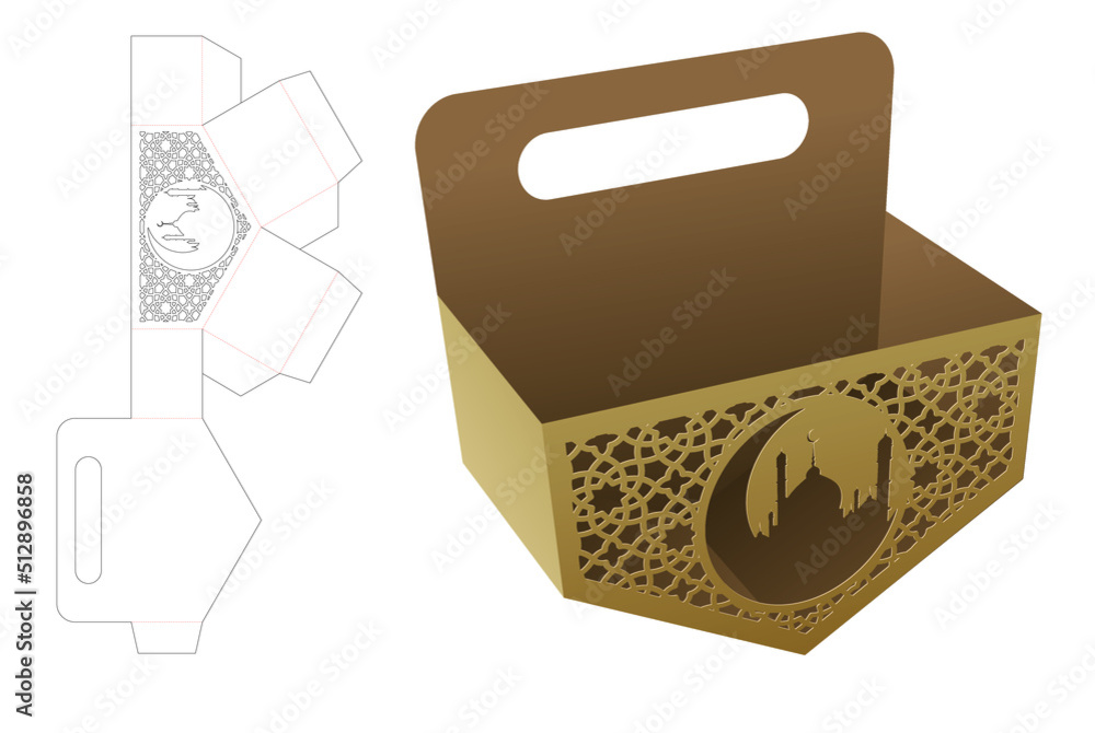Arabic pattern packaging box die cut and 3D mockup Stock Vector | Adobe ...