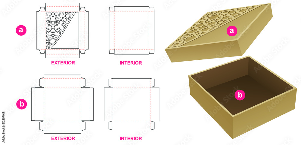 Arabic pattern packaging box die cut and 3D mockup Stock Vector | Adobe ...