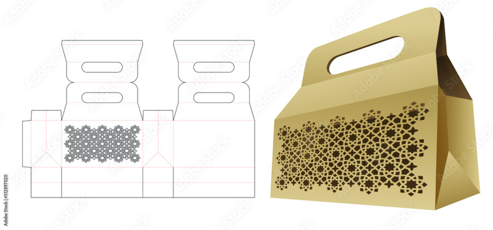 Arabic pattern packaging box die cut and 3D mockup Stock Vector | Adobe ...
