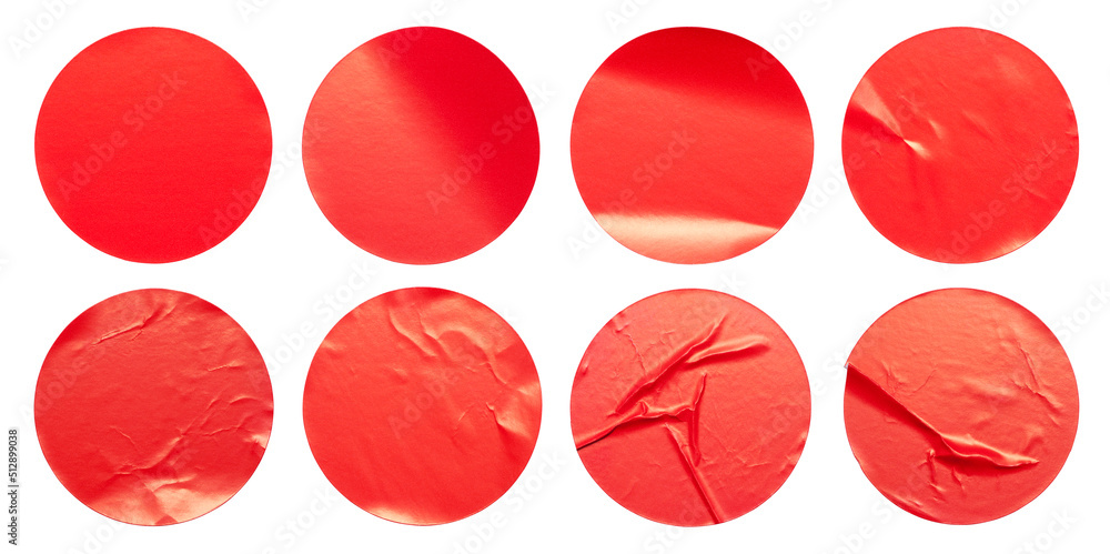 Blank red round adhesive stickers isolated on white background Stock ...