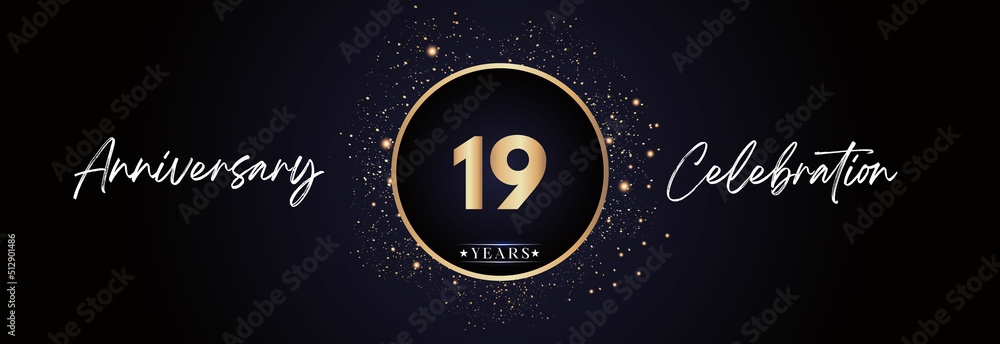 19th years anniversary celebration for brochure, banner, happy birthday ...