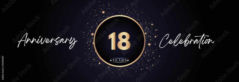 18th years anniversary celebration for brochure, banner, happy birthday ...