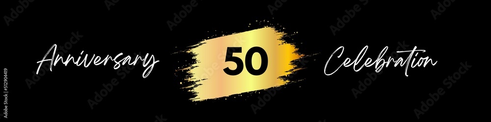 50 years anniversary celebration with gold grunge paint brush strokes ...