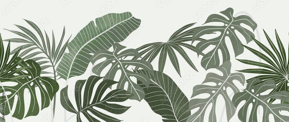 Abstract botanical vector background. Tropical plant wallpaper with ...
