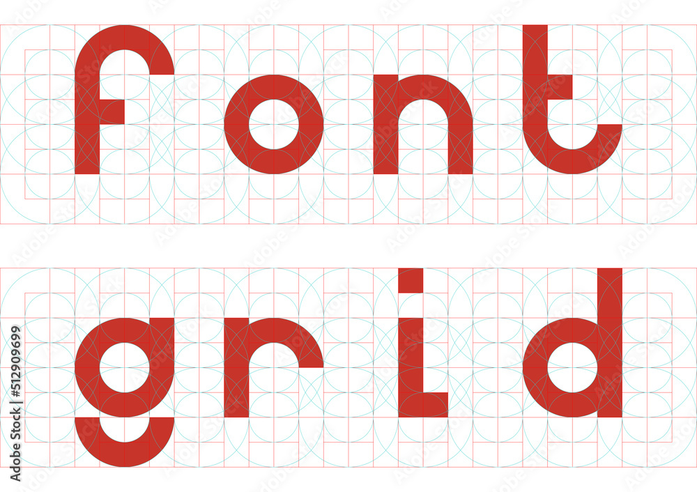 Editable font text concept with grid template + tutorial. Stock Vector ...