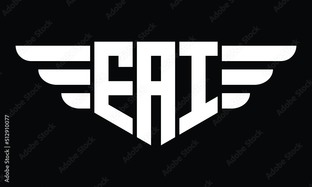 EAI three letter logo, creative wings shape logo design vector template ...