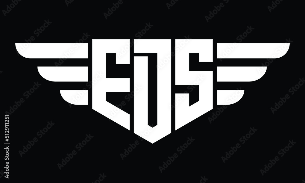 EDS three letter logo, creative wings shape logo design vector template ...