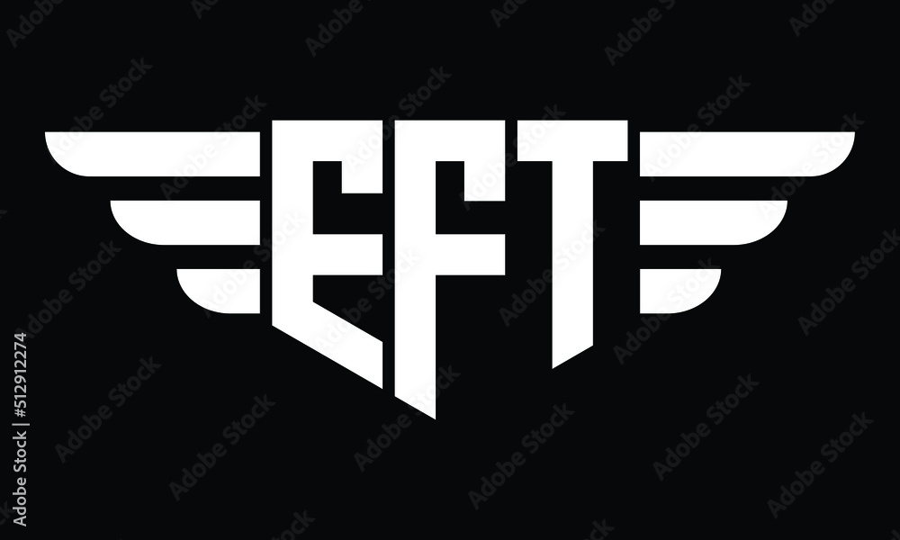 EFT three letter logo, creative wings shape logo design vector template ...
