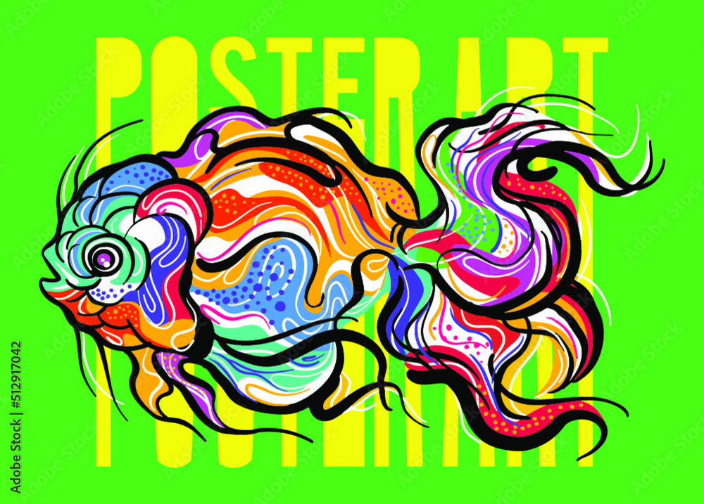 Fish koki brush drawing vector illustration Stock Vector | Adobe Stock