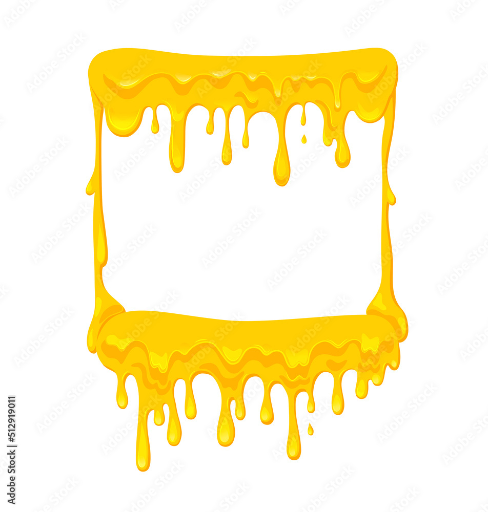 Flowing Melted cheese frame isolated on white background. Processed ...