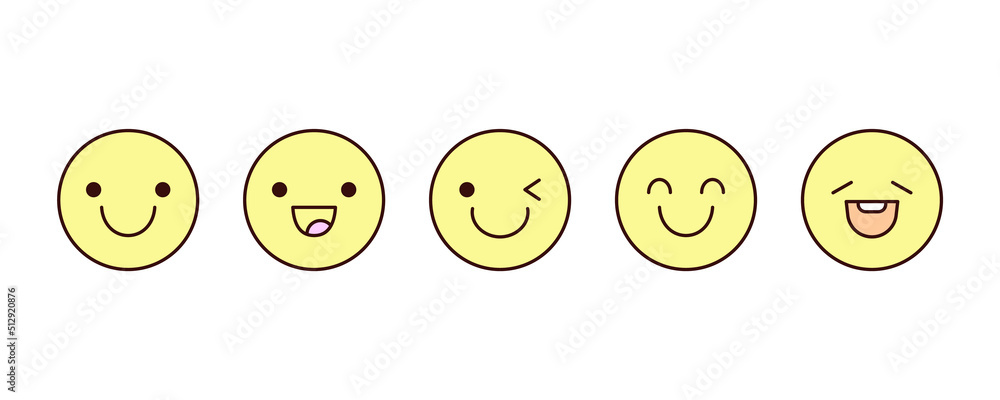 Cute and simple emoji set. Modern design emoticons face icons ...