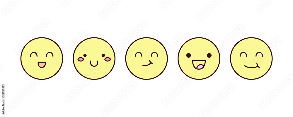 Cute and simple emoji set. Modern design emoticons face icons ...