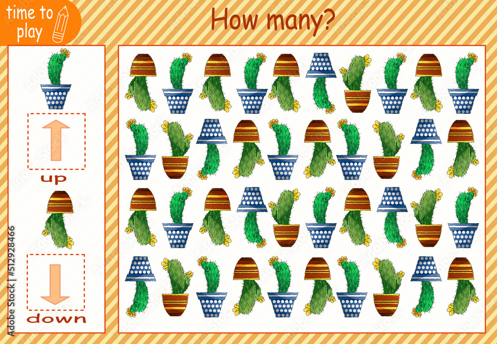 children's educational game. a game of logic. how many pictures look up ...