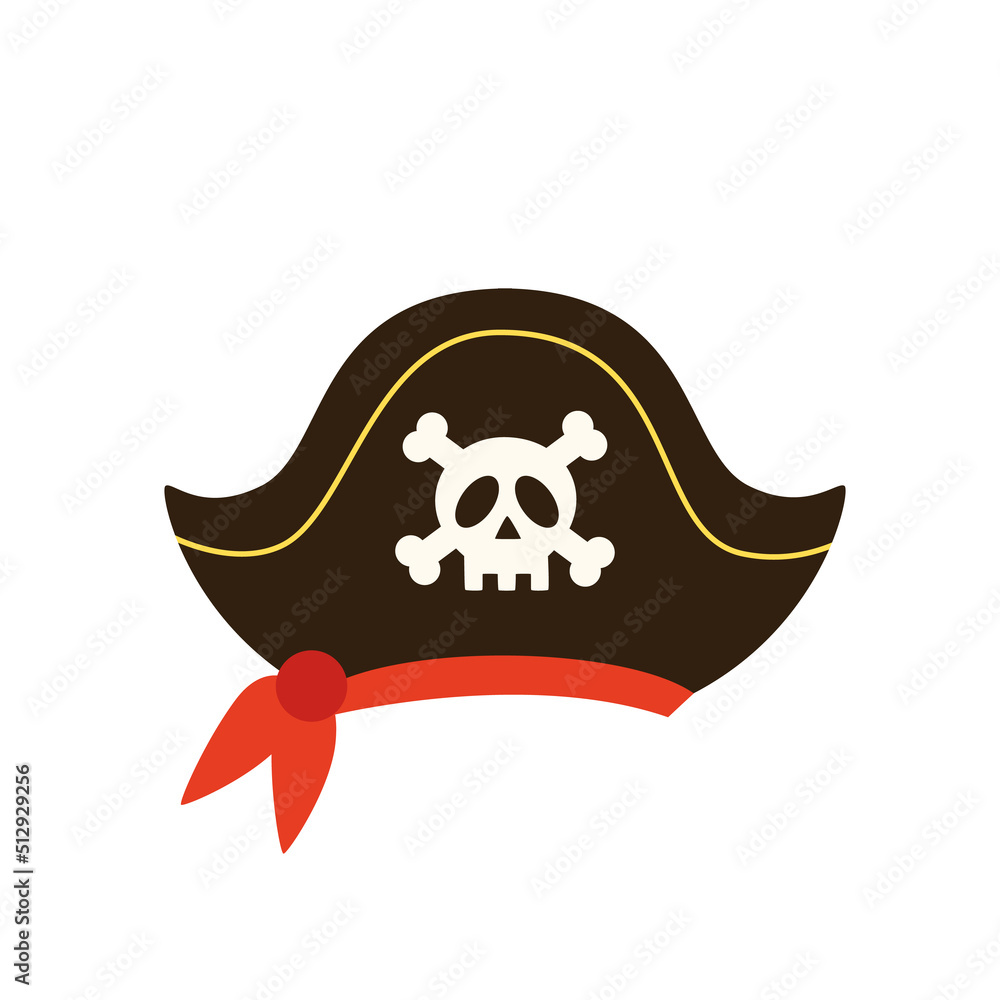 Vector illustration of hand drawn pirate hat on white background. Stock ...