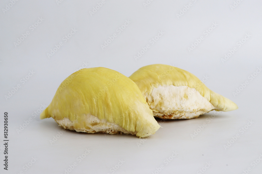 Durian pulp on white background Stock Photo | Adobe Stock