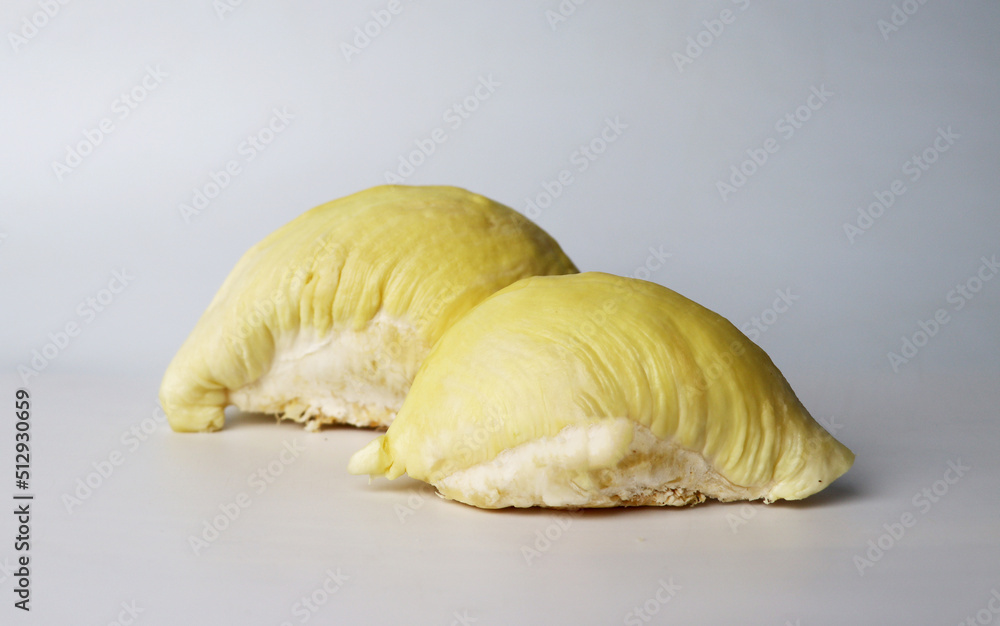 Durian pulp on white background Stock Photo | Adobe Stock