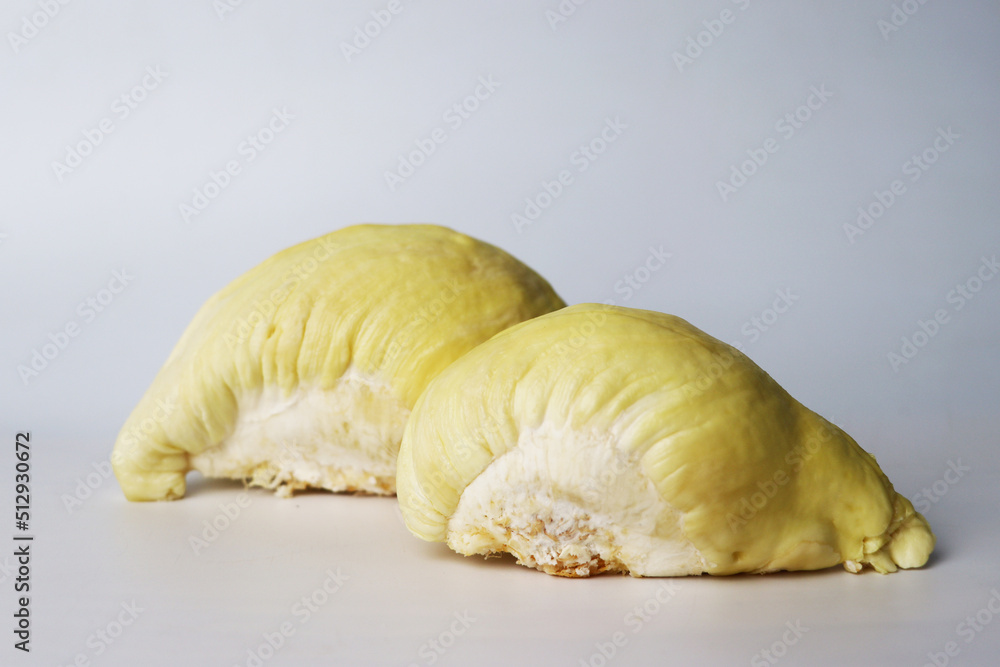 Durian pulp on white background Stock Photo | Adobe Stock