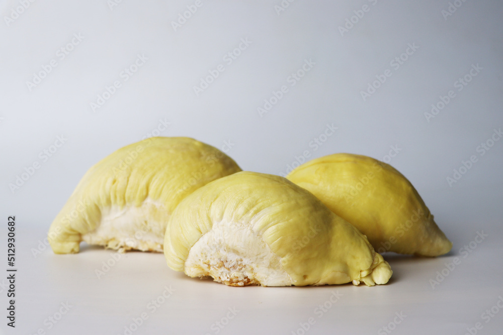 Durian pulp on white background Stock Photo | Adobe Stock