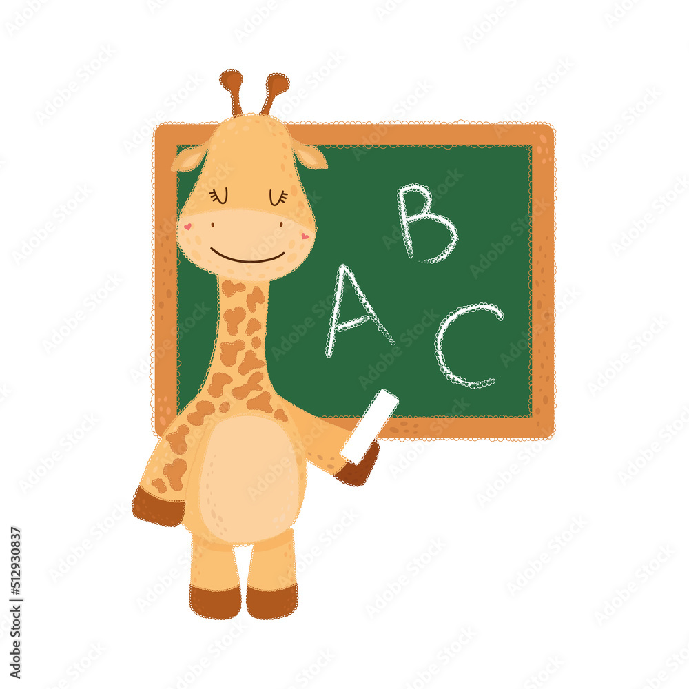 Clipart Giraffe in Cartoon Style. Cute Clip Art Giraffe Near the ...