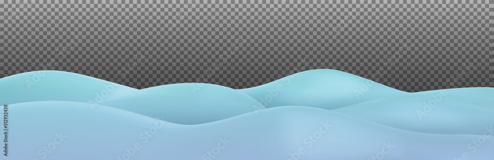 3d realistic cartoon snow hills on transparent background. Winter ...