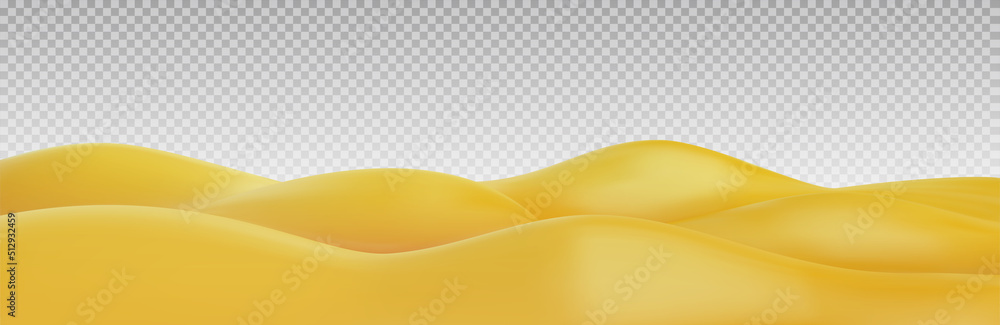 3d realistic cartoon sand hills on transparent background. Desert ...