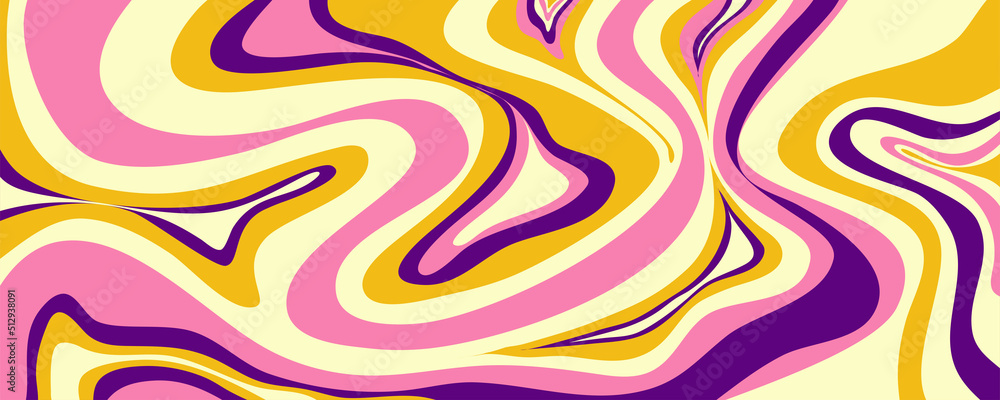 Grioovy psychedelic wave background for banner design. Retro 60s 70s ...