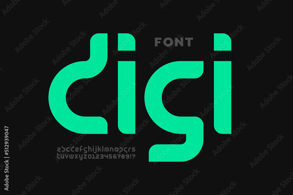 Digital style font design, alphabet letters and numbers vector ...