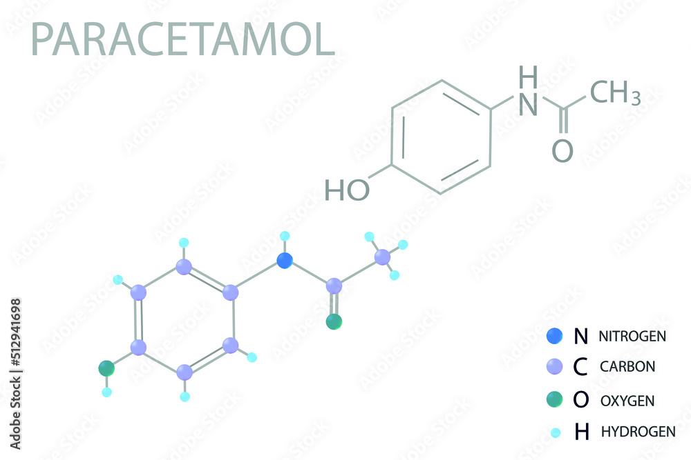 Poster Paracetamol molecular skeletal 3D chemical formula. – Wall Art ...