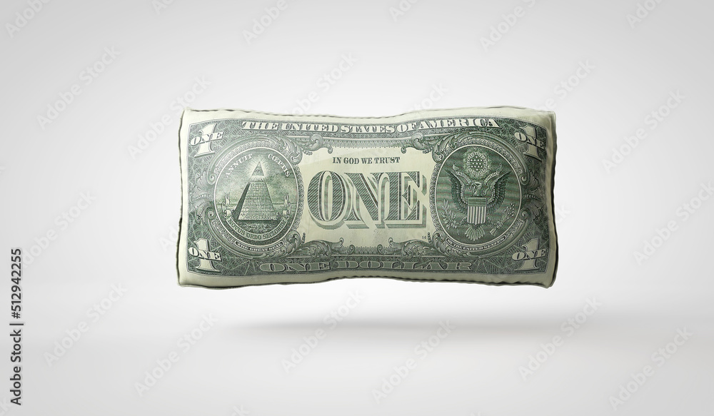 Inflated one dollar bill balloon. Economic inflation concept. 3D ...