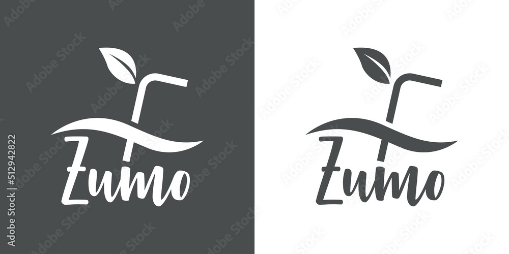 Banner con texto manuscrito Zumo en español. Logo bar de zumos. Vector ...